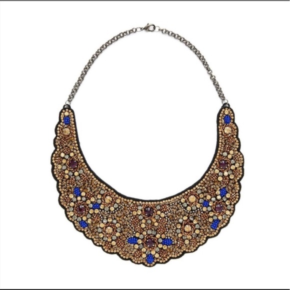 Deepa Gurnani | Jewelry | Deepa Gurnani Blue Gold Floral Bib Necklace ...